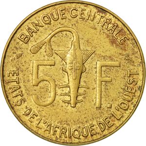 Coin: 5 CFA Francs (West African States(1959~Today - Circulation) Col ...
