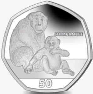 Coin: 50 Pence (Primates, Chimpanzee) (Gibraltar(2015~2022 - Elizabeth ...
