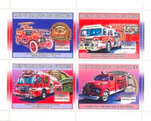 Stamp: U.S.A. Fire Engines (Guinea(US Fire Engines) Mi:GN 4433-4436KB ...