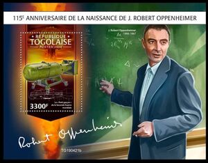 Stamp: 115th Anniversary of the Birth of Robert Oppenheimer (Togo ...