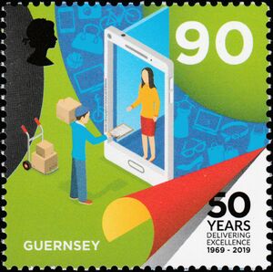 Stamp: 50th Anniversary of Guernsey Postal Independence (Guernsey(50th ...
