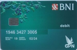 Bank Card: BNI Green - GPN (Bank BNI, IndonesiaCol:ID-GM-0098.01