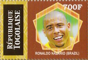 Stamp: Ronaldo Nazario (Togo(Football World Cup, 75th Anniversary) Mi ...