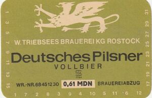 Drink Label: Rostocker Pilsner (VEB Rostocker Brauerei (im GK Hanseat ...