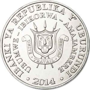 Moeda: 5 Francs (Buff-spotted flufftail - Sarothrura elegans - Râle ...