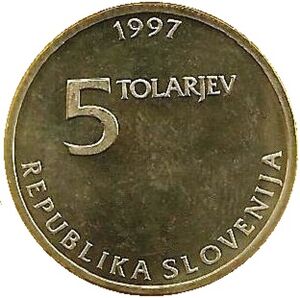Coin: 5 Tolarjev (250th Birt anniv. of scientist Sigmund Zois) (Slovenia) (1991~2006 - Tolar ...