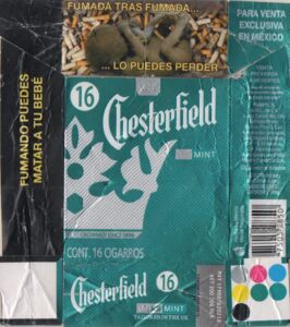 Cigarette Pack: Chesterfield mint (MexicoCol:MX-CT-0505