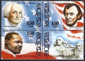Stamp: George Washington, Abraham Lincoln, Martin Luther King Jr ...