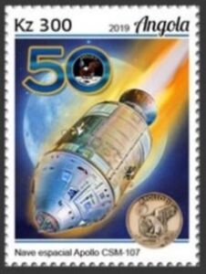 Briefmarke: Apollo CSM-107 Spaceship (Angola(50th Anniversary of Apollo ...