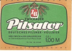 Etiqueta de bebida: Zwickauer Pilsator (Brauerei Zwickau, Alemania ...
