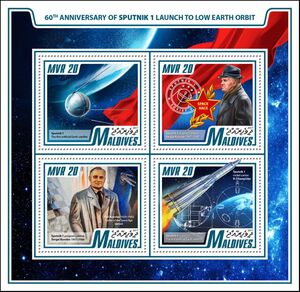 Briefmarke: 60th Anniversary of Sputnik 1 Launch to Low Earth Orbit ...