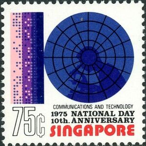 Stamp: “Communications and Technology” (Singapore(National Day 1975) Mi ...