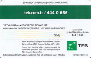 Bank Card: Teb (Turk Ekonomi Bankasi, Türkiye (Turkey)Col:TR-VE-0129