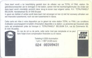 Functional Card: Totalfina Special Truckers (Fuel Stations, Belgium ...