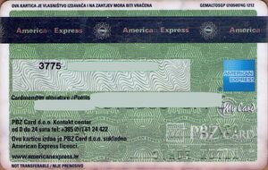 Bank Card: American-Express (Privredna Banka Zagreb, CroatiaCol:HR-AE ...