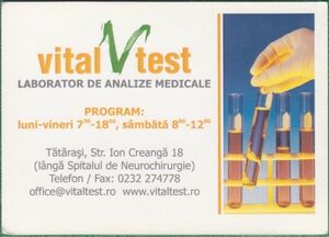 Pocket Calendar: Vital test (Romania(Advertising) Col:RO-2014-Adv-006