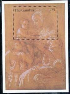 Марка: Madonna and Child, by Filippo Lippi (Гамбия(Christmas 1996) Mi:GM BL322,Sn:GM 1846,Yt:GM ...