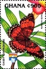 Stamp: Gaudy Commodore (Precis octavia) (Ghana(Butterflies of Ghana ...