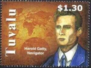 Stamp: Harold Gatty, Navigator (Tuvalu(Anniversary of the First Solo ...