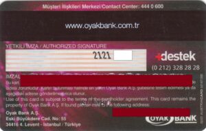 Bank Card: Maximum (Oyak Bank A.Ş., Türkiye (Turkey)Col:TR-VI-0434