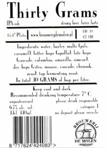 Drink Label: Thirty Grams (Brouwerij de Molen, NetherlandsCol:NL-BEER ...