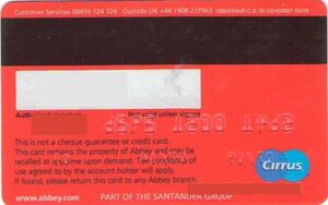 Bank Card: Abbey Cash Card (Abbey National, United Kingdom of Great ...