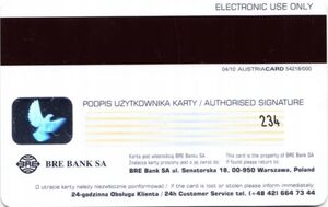 Bank Card: Prestige Club (BRE Bank SA/MultiBank/mBank, PolandCol:PL-VI-0499