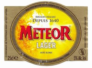 Drink Label: Meteor Lager Biere Blonde (Brasserie Meteor, FranceCol:FR ...