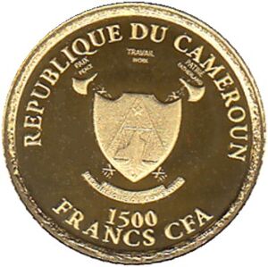 Moneda: 1,500 CFA Francs (African Gold Coin - Rhino) (Camerún(1973 ...