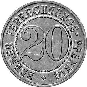 Münze: 20 Pfennig (Deutschland (Kaiserreich)(Bremen Notgeld) Wal:f634.4