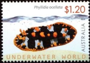 Stamp: Ocellated Wart Slug (Phyllidia ocellata) (Australia(Underwater ...