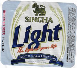 Drink Label: Singha Light (Pathumthani Brewery Co.Ltd., ThailandCol:TH ...