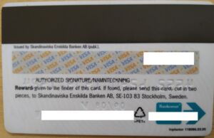 Bank Card: Seb Bankkort Visa (Skandinaviska Enskilda Banken, SwedenCol ...