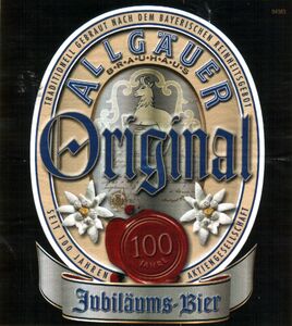 飲料貼紙: Allgauer Original Jubilaums-Bier 100 Jahre (Allgäuer Brauhaus ...
