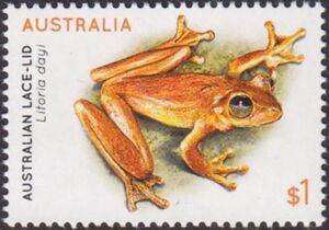 Stamp: Australian Lace-lid (Litoria dayi) (Australia(Frogs) Mi:AU 4823 ...