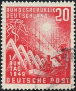 Stamp: Topping-out ceremony (Germany, Federal Republic(Opening of the ...