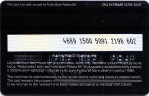 Bank Card: Fortis (Fortis Bank, PolandCol:PL-VI-0504