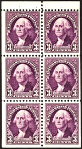Stamp: George Washington, by Gilbert Stuart - Block of 6 (United States ...