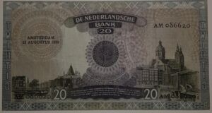 Banknote: 20 Gulden (Netherlands(1939-1943 Issue) Wor:P-54a.2
