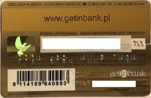 Bank Card: Topaz (Getin Noble Bank, PolandCol:PL-VI-0505