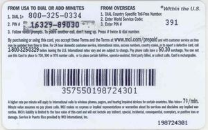 Phonecard: International Rechargeable Prepaid Phone Card 30 (MCI (MCI ...