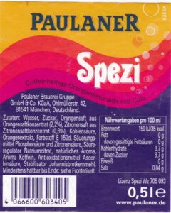 Drink Label: Paulaner Spezi (Paulaner Brauerei GmbH & Co, Germany ...