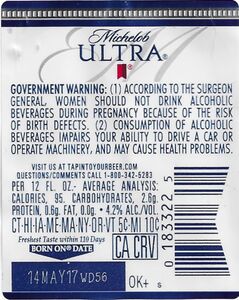 Drink Label: Michelob Ultra (Anheuser-Busch InBev, United States of ...