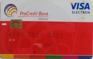 Bank Card: ProCredit Bank (ProCredit Bank, AlbaniaCol:AL-VE-0013