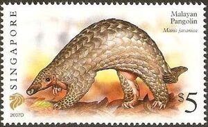 Stamp: Malayan Pangolin (Manis javanica) Imprint 2007D (Singapore(Flora ...