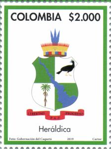Stamp: Coat of Arms of Caqueta Department (Colombia(Departments of ...