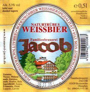 Drink Label: Jacob Weissbier (Familienbrauerei Jacob oHG, Germany ...