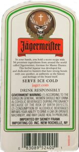 Drink Label: Jägermeister (Mast-Jägermeister AG, Germany, Federal ...