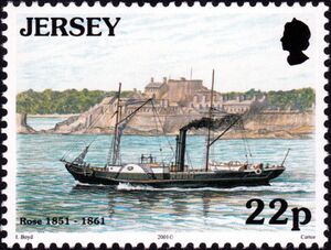 Stamp: Paddle Steamer "Rose" (1851-1861) (Jersey(Maritime Links with ...