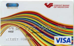 Bank Card: Color strips. Express Card (CREDIT BANK OF MOSCOW, RussiaCol ...